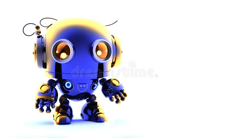 Generated AI Robot with Big Round Head Stock Photo - Image of ...