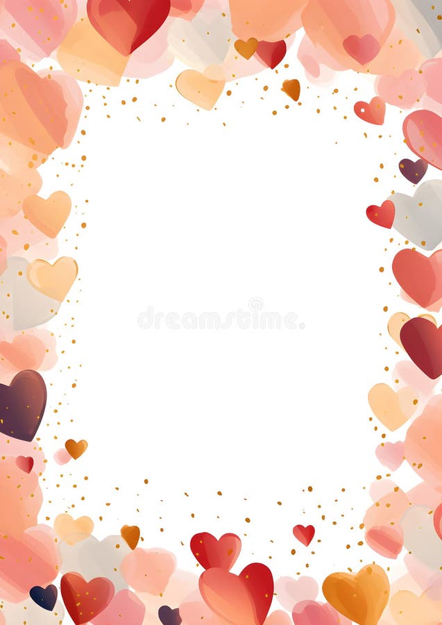 A Square Frame Made Up of Hearts on a White Background. Abstract Gold ...