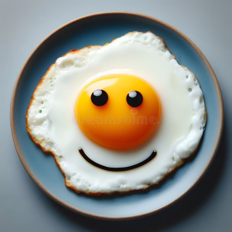 Smiley Face Fried Egg on a Plate Stock Photo - Image of concept, safety ...