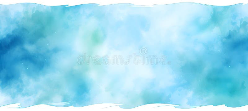 A Blue and Green Watercolor Background with a White Border. Abstract ...