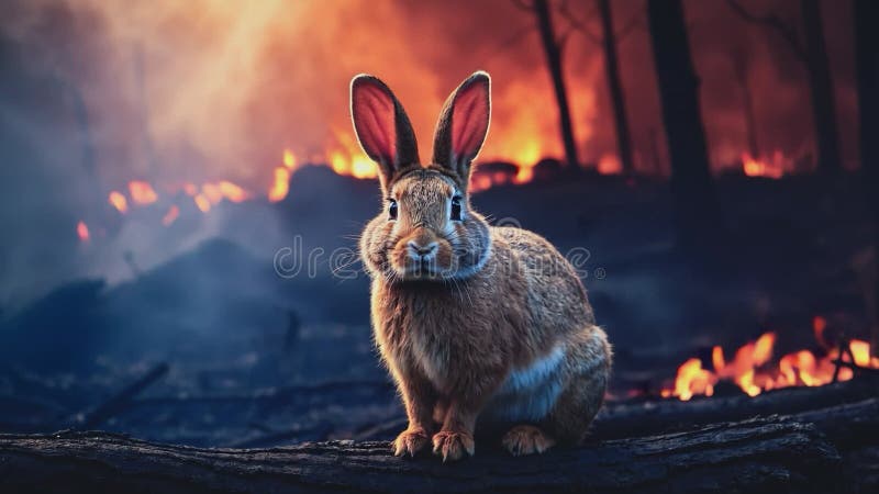 A Rabbit Amidst the Devastation of a Wildfire. Stock Video - Video of ...