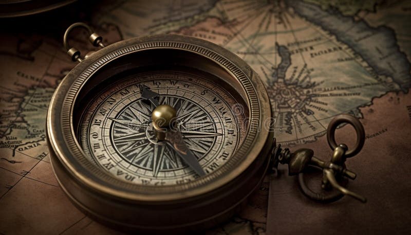 Antique Marine Compass Guides Successful Nautical Adventure Generated ...