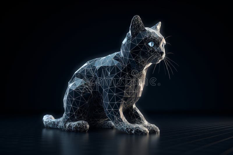 Generated Cat Created Using Shapes and Forms in a Digital Program. Generative AI Stock Image ...