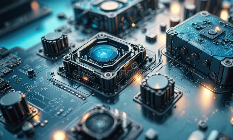 Close Up Computer Motherboard Stock Illustration - Illustration of ...