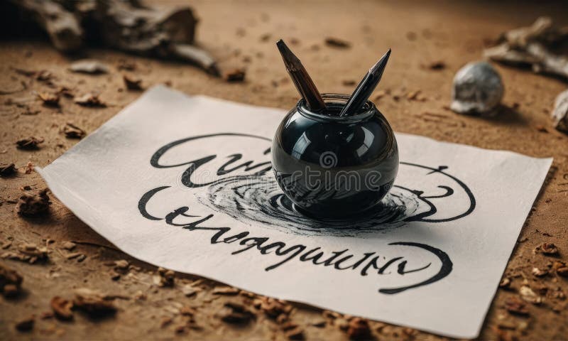 Fountain Pen on Top Piece Paper Stock Illustration - Illustration of ...