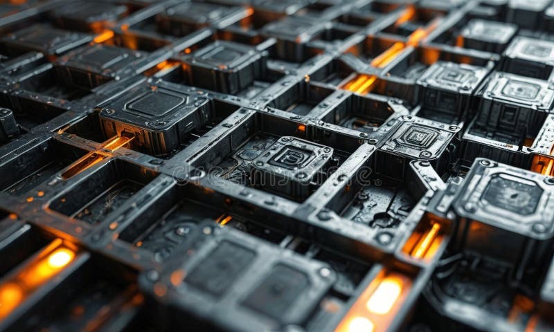 Large Pile Black and Orange Computer Components Stock Illustration ...