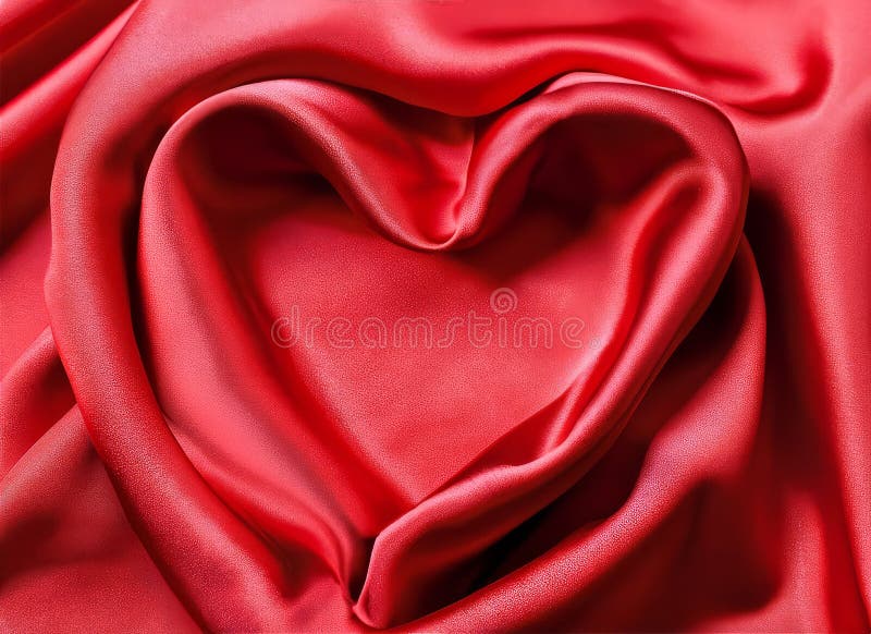 Background with Red Silk Cloth with Heart Shape, Generated Image Stock ...