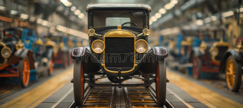 Retro Car Assembly Line in the 1920 Stock Photo - Image of ...