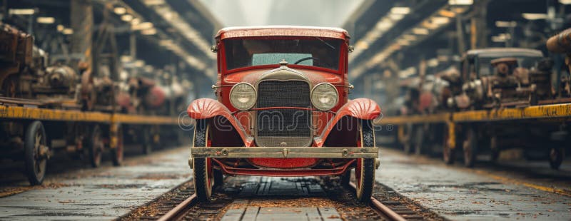 Retro Car Assembly Line in the 1920 Stock Photo - Image of ...