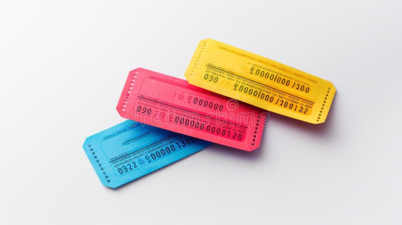 Colorful Trio: Vibrant Raffle Tickets Adding Pop To Events Stock ...
