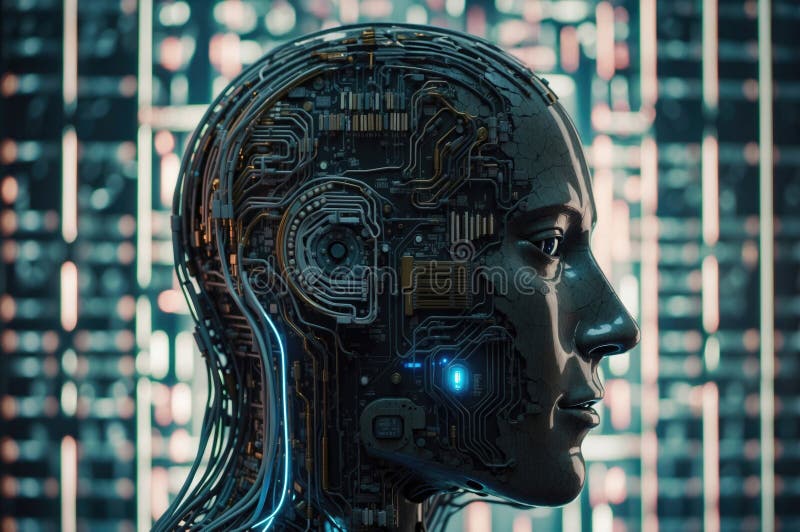 Futuristic Human Profile with Glowing Brain Circuitry - AI Technology ...