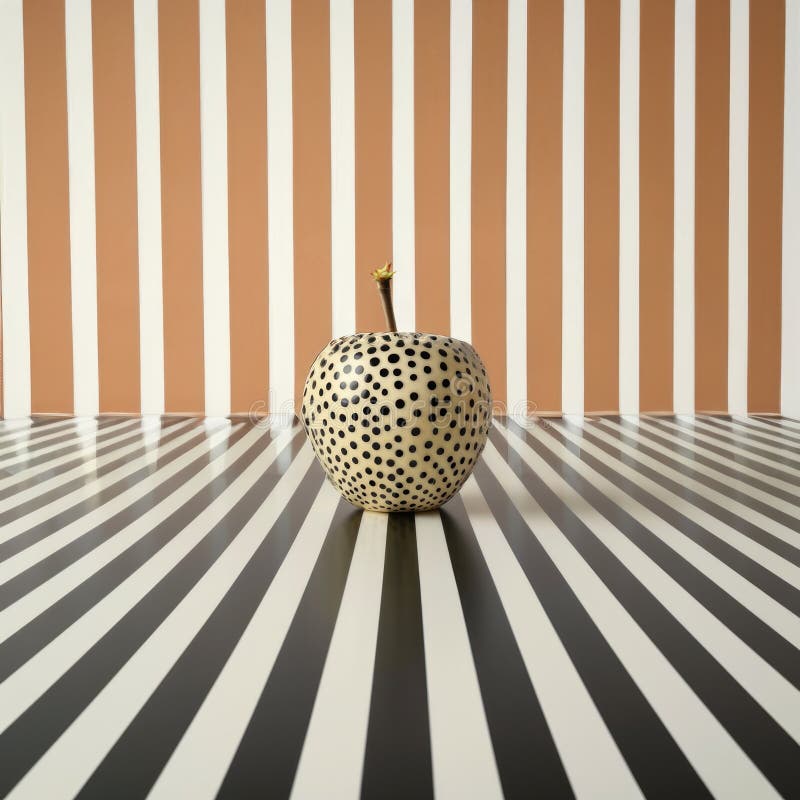 Apple with Polka Dots. Striped Background. Conceptual Setting Stock ...