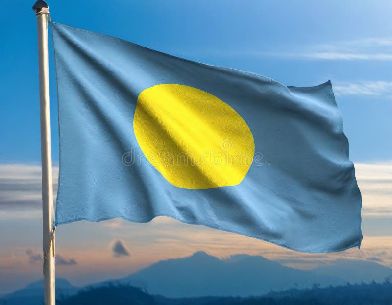 Flag of Palau Islands Waving in the Wind Stock Illustration ...