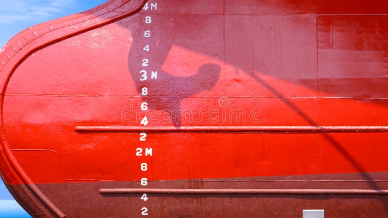 Draft Mark Numbers on Red Hull Surface of Oil Tanker Ship after ...