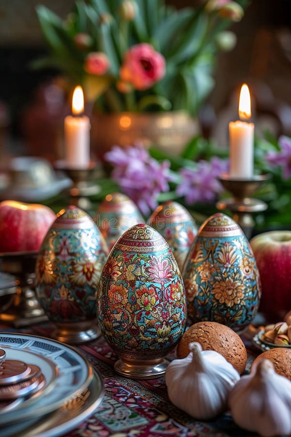 Nowruz, Persian New Year Traditional Decorations Stock Illustration ...