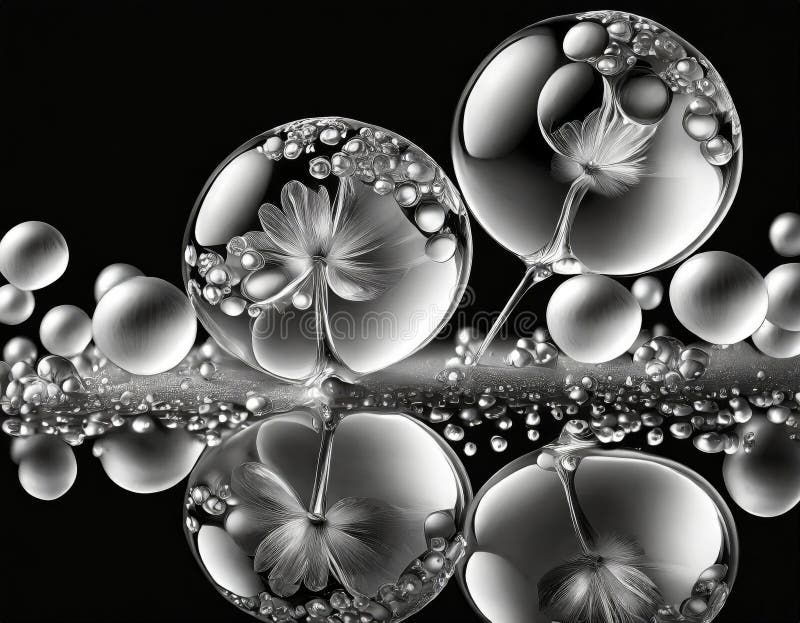 Magic Water Drops on Fairy Flowers, the Background is Permeated with ...