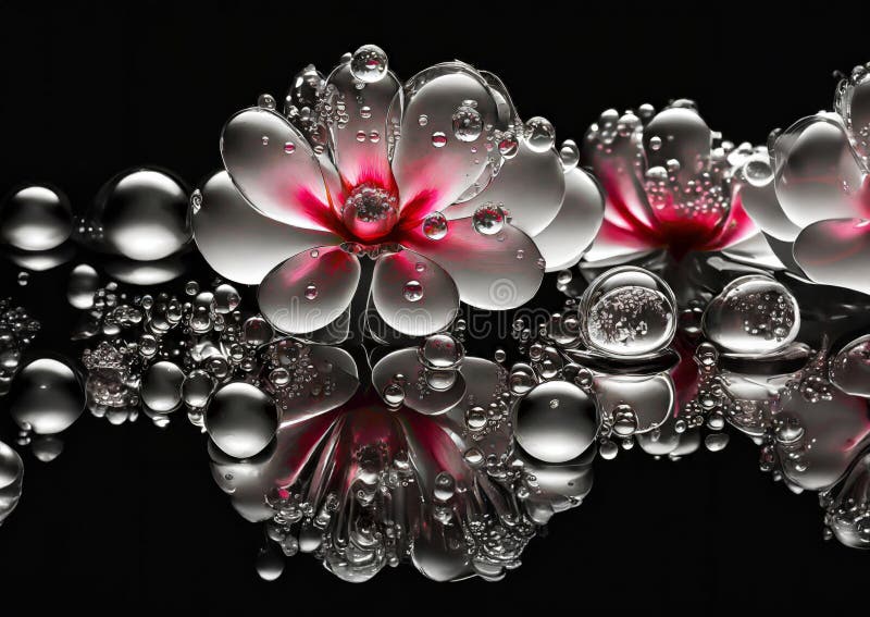 Magic Water Drops on Fairy Flowers, the Background is Permeated with ...