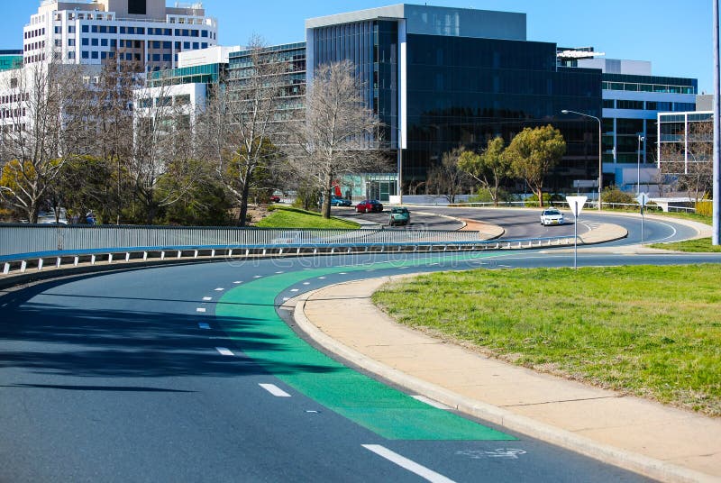 Winding Road in and Out of Canberra City, Australia. Stock Photo ...