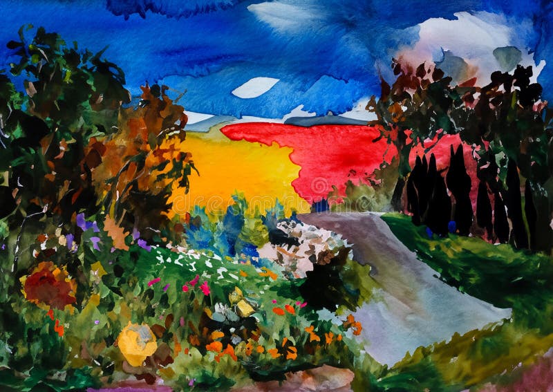 An Abstract Impressionist Style Image of a Sketch for a Town Garden ...