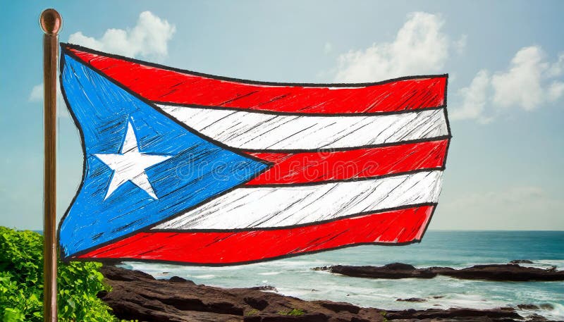 Flag of Port Rico stock illustration. Illustration of banner - 312181188