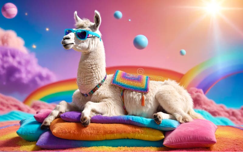 Ai Generated Cosmic Lama Illustration Stock Illustration - Illustration ...