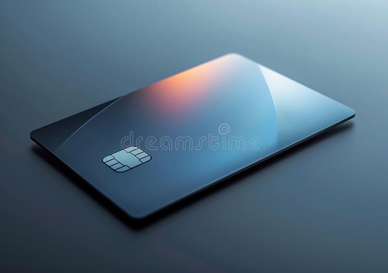 Blank Chip Card, Empty Card. Blank Credit Card Mockup Over on Blue ...