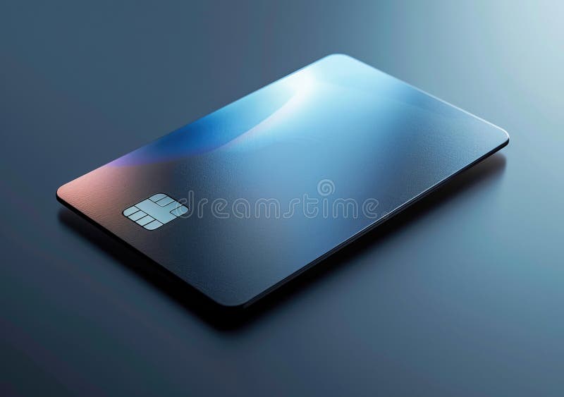 Blank Chip Card, Empty Card. Blank Credit Card Mockup Over on Blue ...