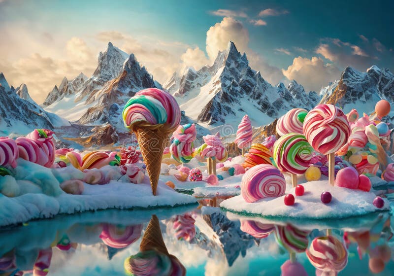 Candy Dreamscape: a Hyperrealistic Sweet Landscape Stock Illustration ...