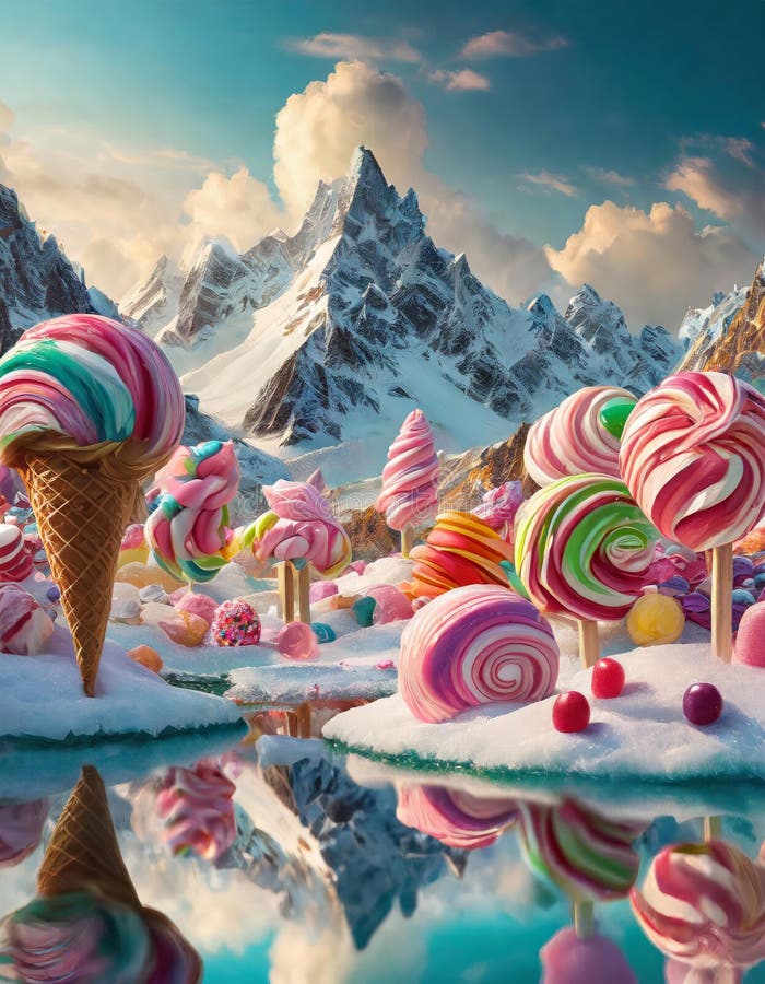 Candy Dreamscape: a Hyperrealistic Sweet Landscape Stock Illustration ...