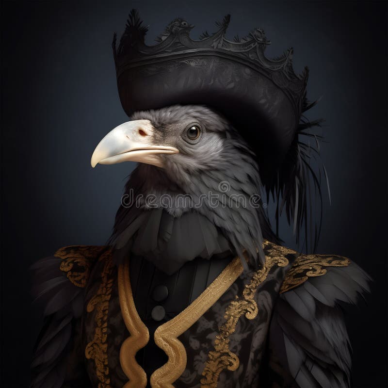 Realistic Lifelike Crow Bird in Renaissance Regal Medieval Noble Royal ...