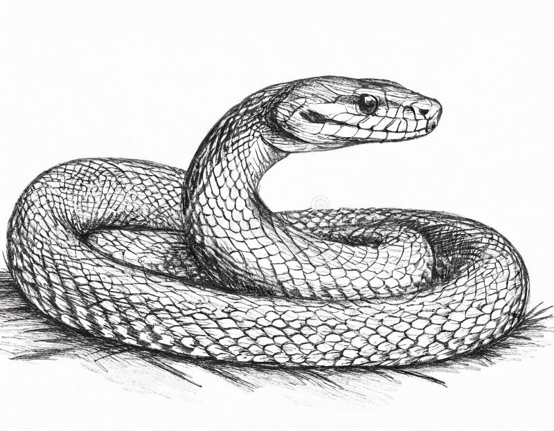 Pencil Drawing of a King Snake Stock Illustration - Illustration of ...