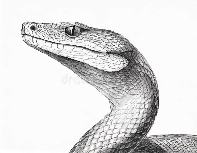 Pencil Drawing of a Black Mamba Snake Stock Illustration - Illustration ...