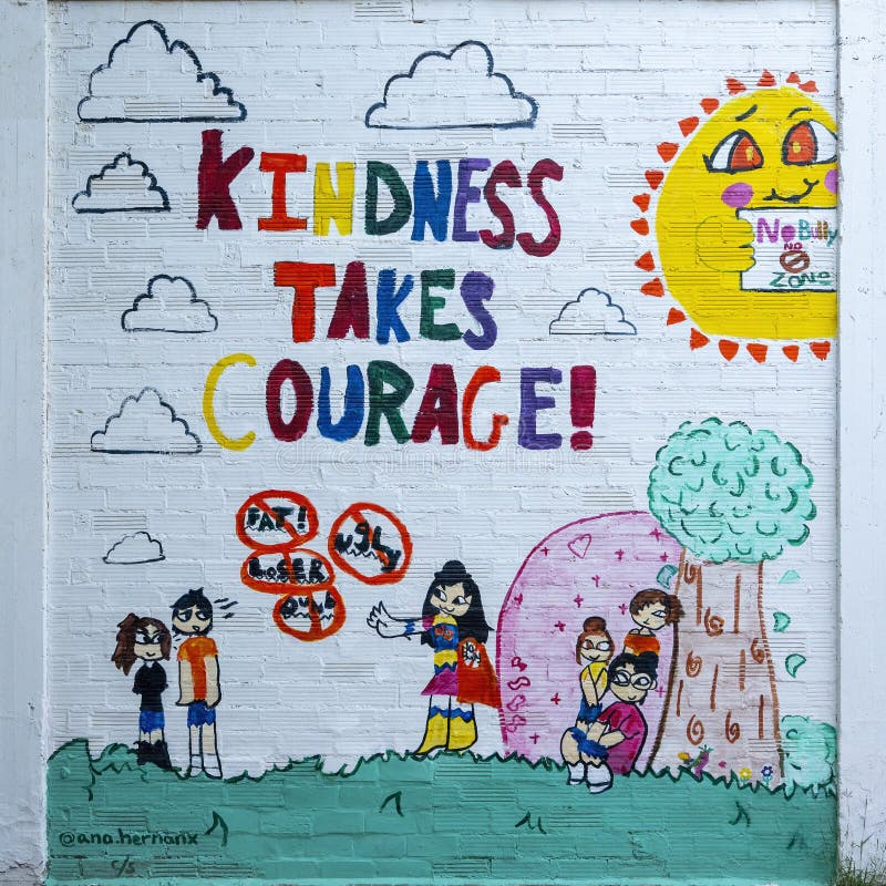 Kindness Takes Courage Mural by Painter Ana Hernandez on an Outside ...
