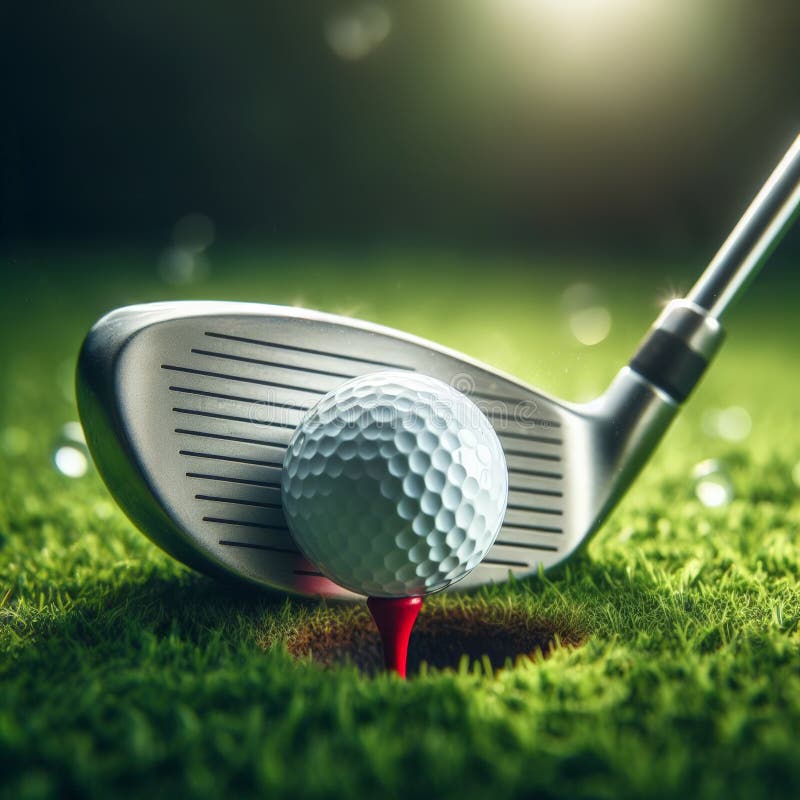 Golf Ball Sits on Tee at the Start of Long Drive, on Golf Course Stock ...