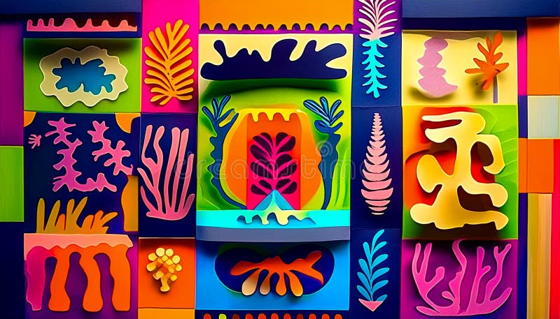 An Colourful Abstract Art Piece of Cut Out Shapes Stock Illustration ...