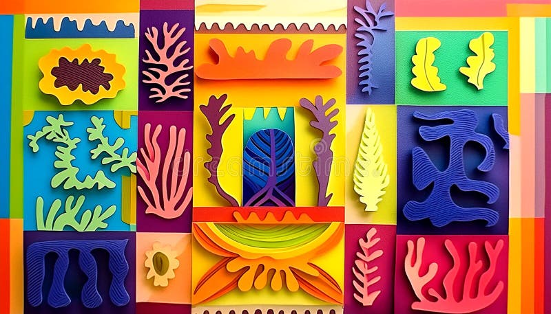 An Colourful Abstract Art Piece of Cut Out Shapes Stock Illustration ...