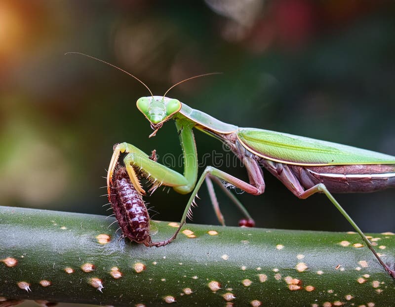 European Praying Mantis (Mantis Religiosa), Close Up Stock Illustration ...