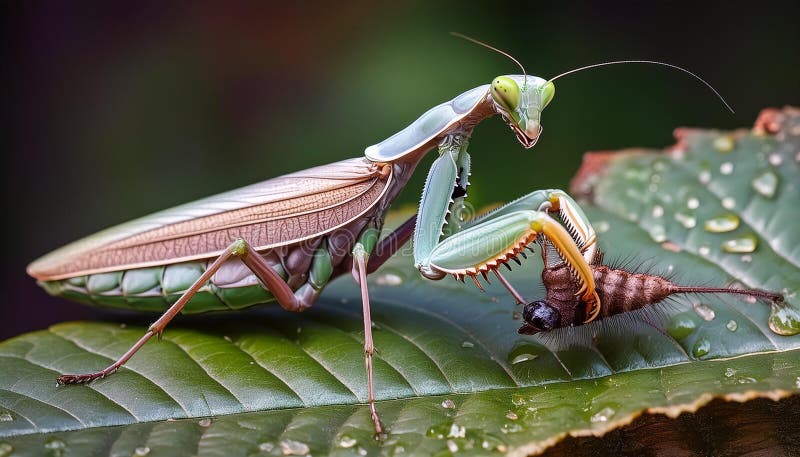 European Praying Mantis (Mantis Religiosa), Close Up Stock Illustration ...