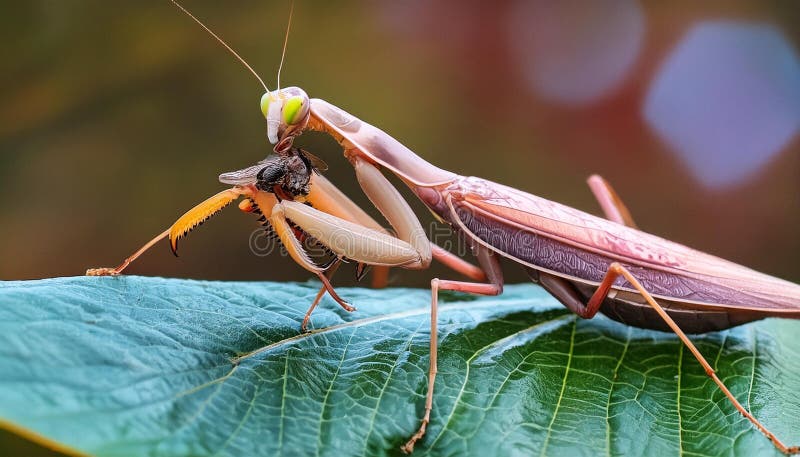 European Praying Mantis (Mantis Religiosa), Close Up Stock Illustration ...