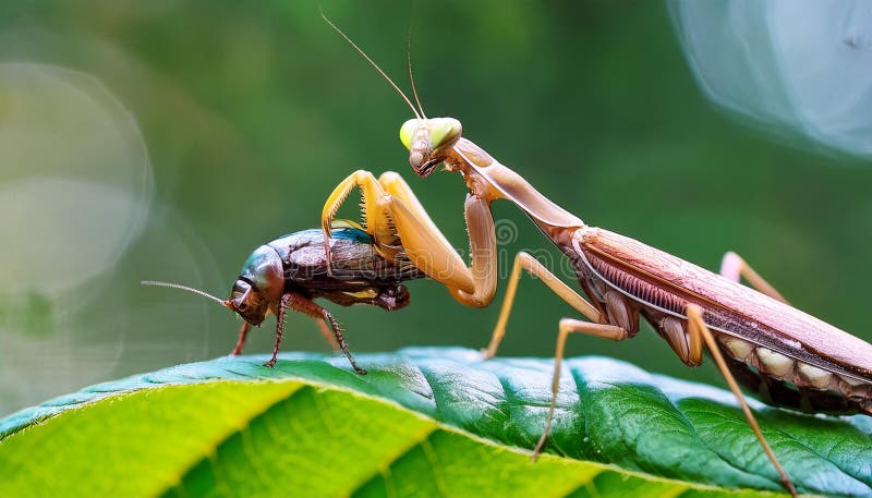 European Praying Mantis (Mantis Religiosa), Close Up Stock Illustration ...