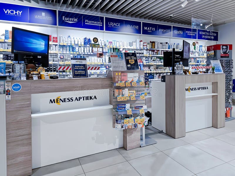 Modern Meness Aptieka Pharmacy Shop Interior in Riga Editorial Stock Image - Image of pharmacist ...
