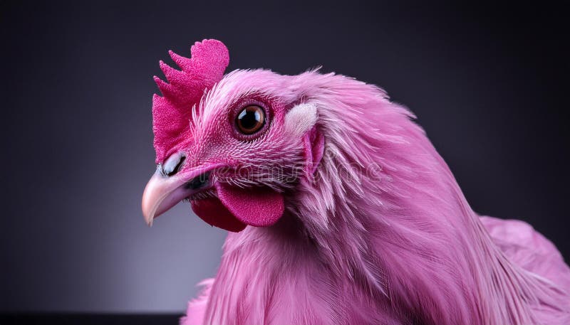 The Hyper-realism of Pink Chicken Pure Dark Background Stock ...