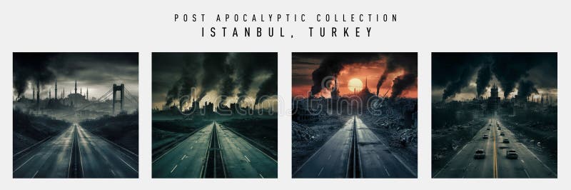 Post Apocalyptic Cinematic Fictional Istanbul, Turkey City Skyline ...