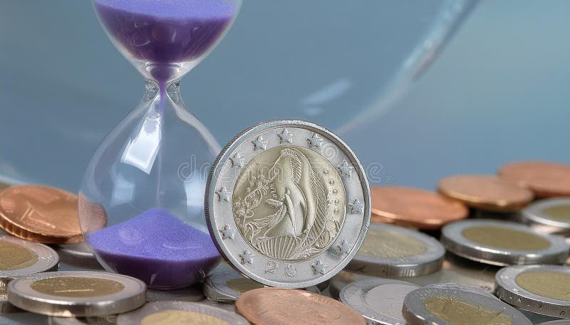 Deadline and Time is Money Concept with Hourglass and British Coin ...