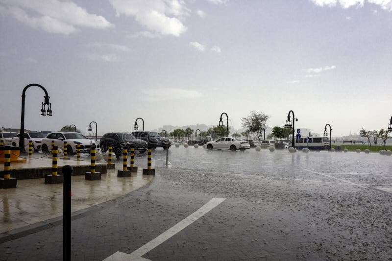 Mina Port during Rain. Rain in Doha, Qatar Editorial Photo - Image of ...