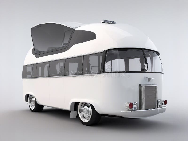 Classic White Double-Decker Bus : a Nostalgic 3D Model. Stock ...