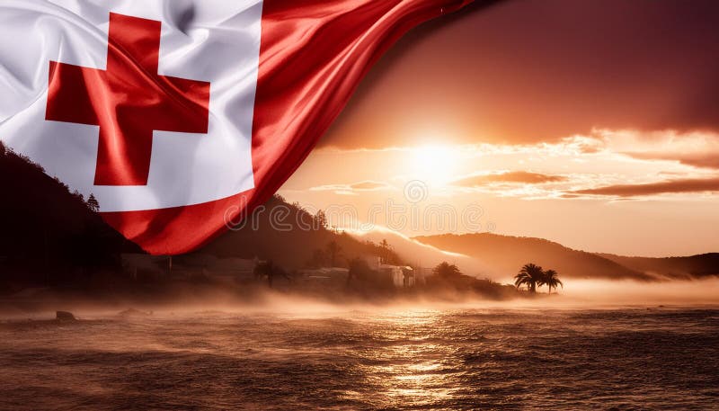 Tonga Flag. the National Flag of Tonga Stock Illustration ...