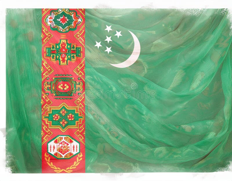 Turkmenistan Flag. the National Flag of Turkmenistan Stock Illustration ...