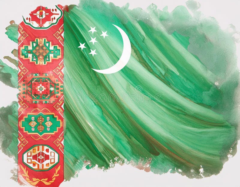Turkmenistan Flag. the National Flag of Turkmenistan Stock Illustration ...