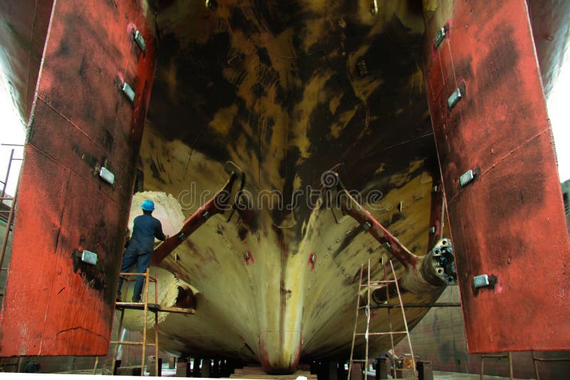 Ship Repair and Dry Dock Operations Stock Image - Image of logistics ...